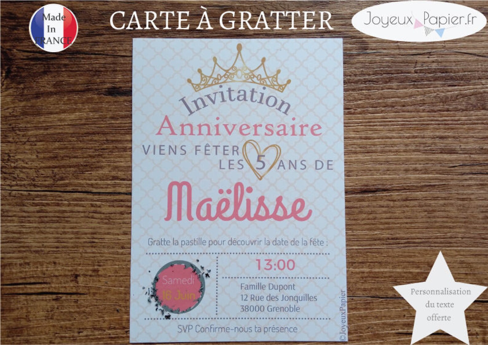 Child Girl Model Princess Scratch Card Birthday Invitation | Etsy