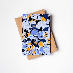 Bulu Blue Floral Pattern Art Greeting Card | Colourful Modern Greetings ...