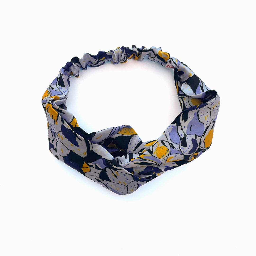 Silky Satin Knot Headband, Abstract Bulu Floral Pattern, Elasticated ...