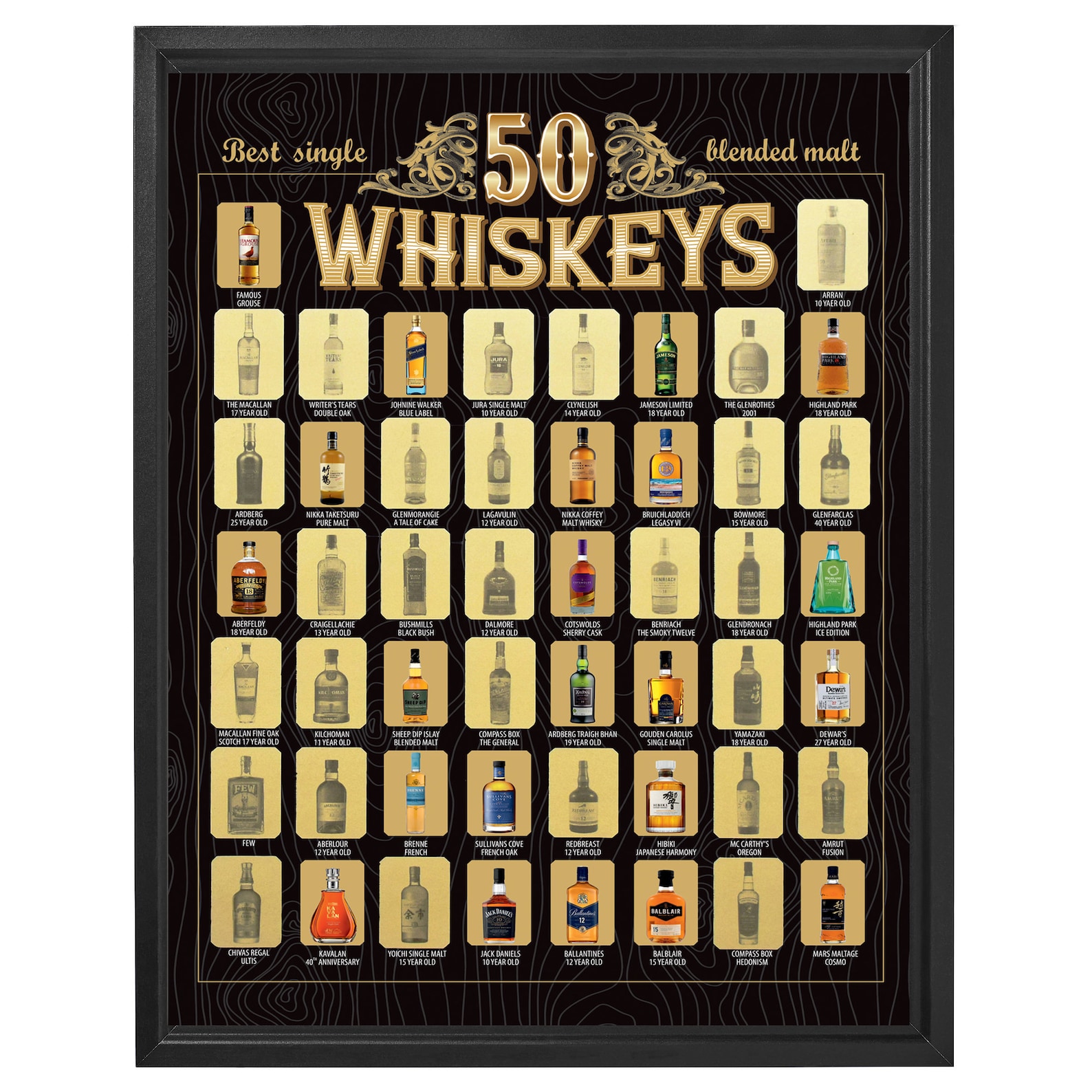 The Bourbon and Whiskeys Bucket List, Best Beverages Set, Scratch-off ...