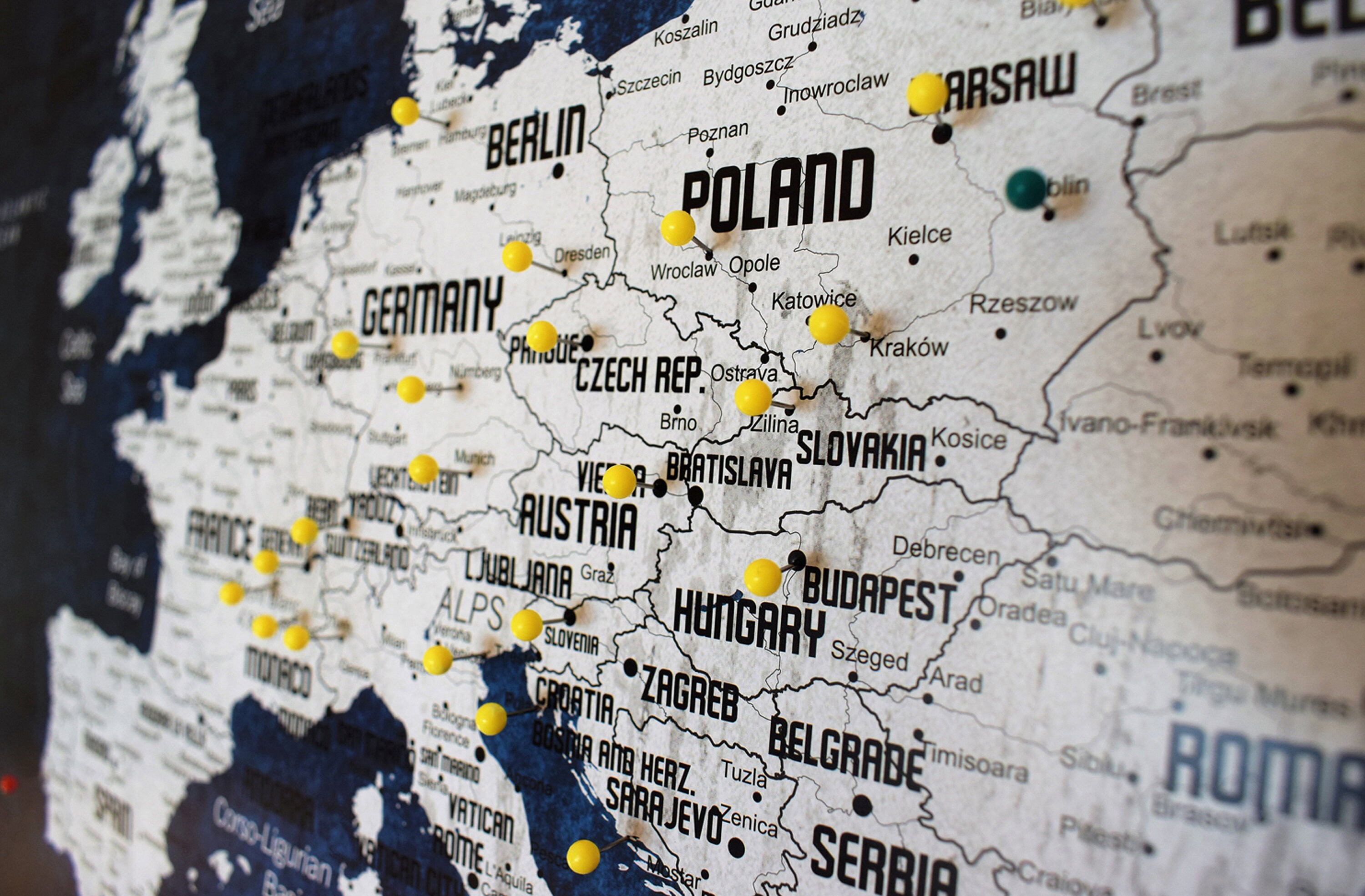 Personalized Map of Europe With Pins Original Colors - Etsy