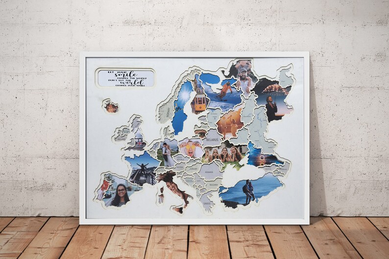 Personalized Photo Map of Europe Map for Traveling in Europe | Etsy