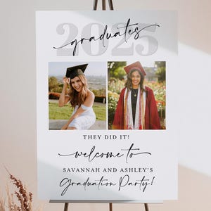 Dual Graduation Party Photo Welcome Sign Template, Custom Twins Party ...