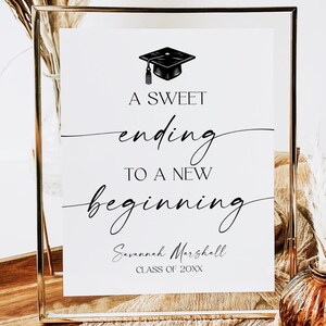 Graduation Party Candy Bar Sign Template, A Sweet Ending to A New ...