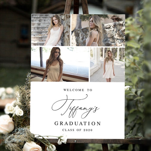 Welcome Sign Template Photo Collage Graduation Poster - Etsy