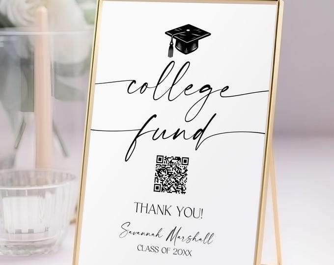 Modern Graduation College Fund QR Code Sign (digital Download) - Etsy