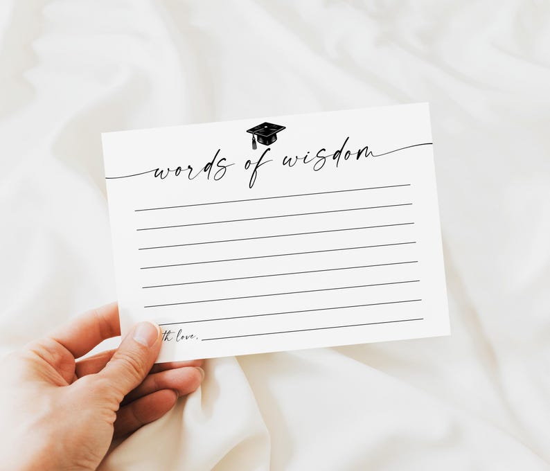 Words of Wisdom Graduation Sign & Card Template, Printable Graduation ...