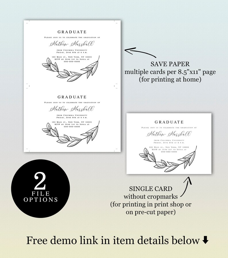 Simple Rustic Graduation Invitation 100% Editable Template - Etsy