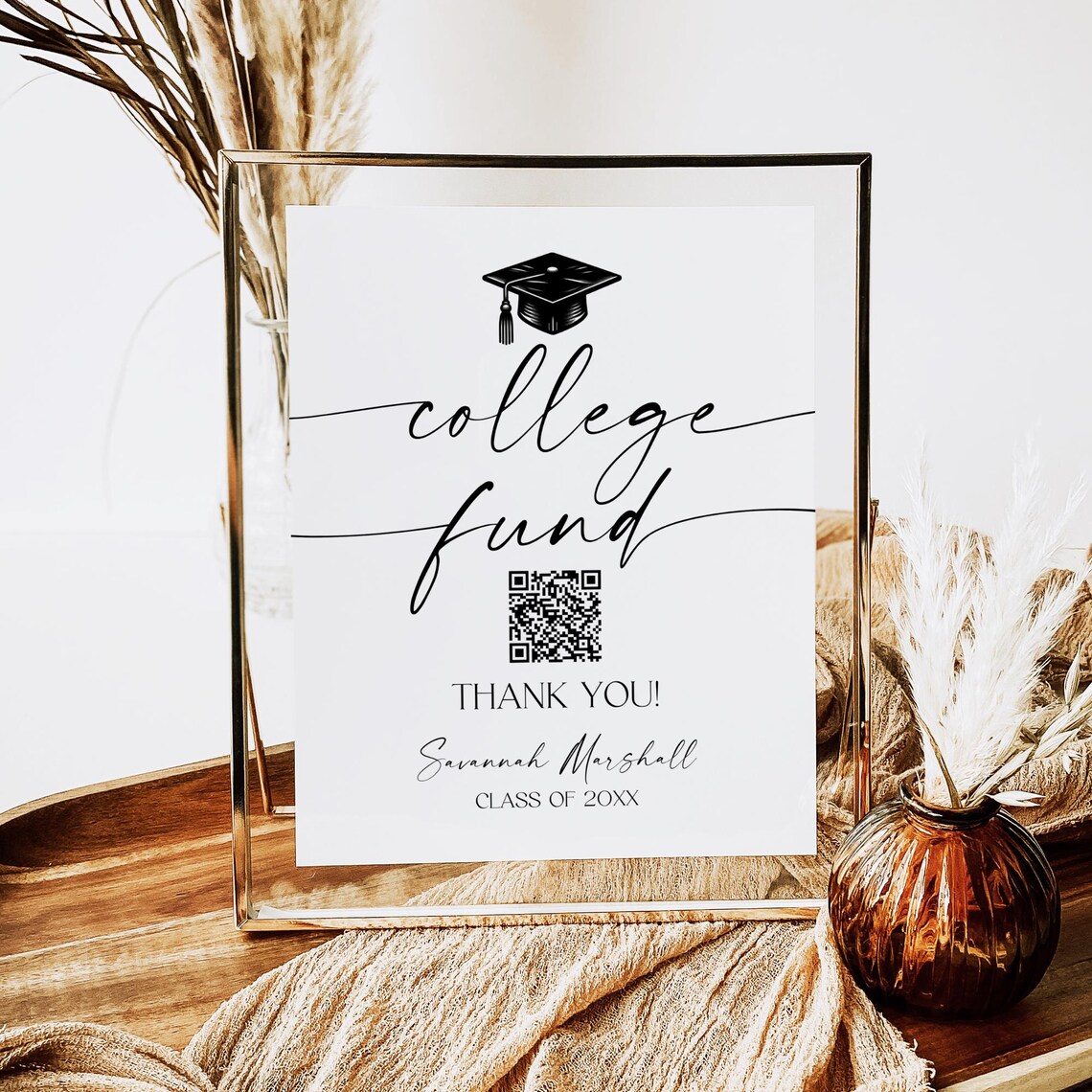 Modern Graduation College Fund QR Code Sign (digital Download) - Etsy