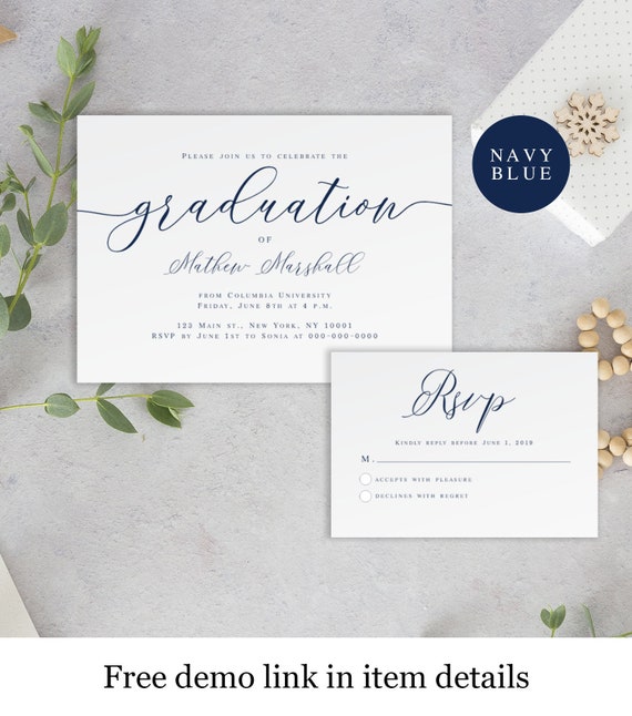 Templett Graduation Invitation With Enclosure Fully - Etsy