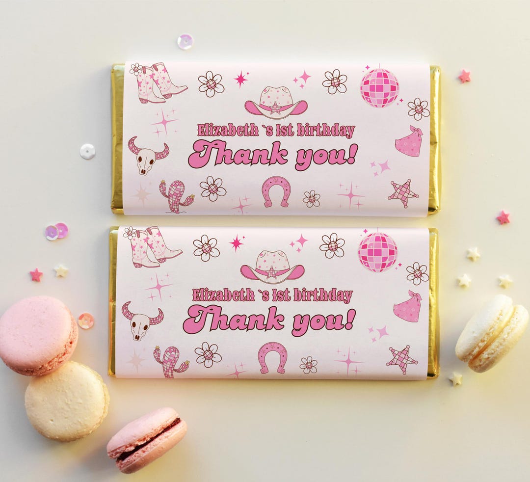 Editable Chocolate Bar Wrapper 1st Birthday, Space Cowgirl Party Favor ...