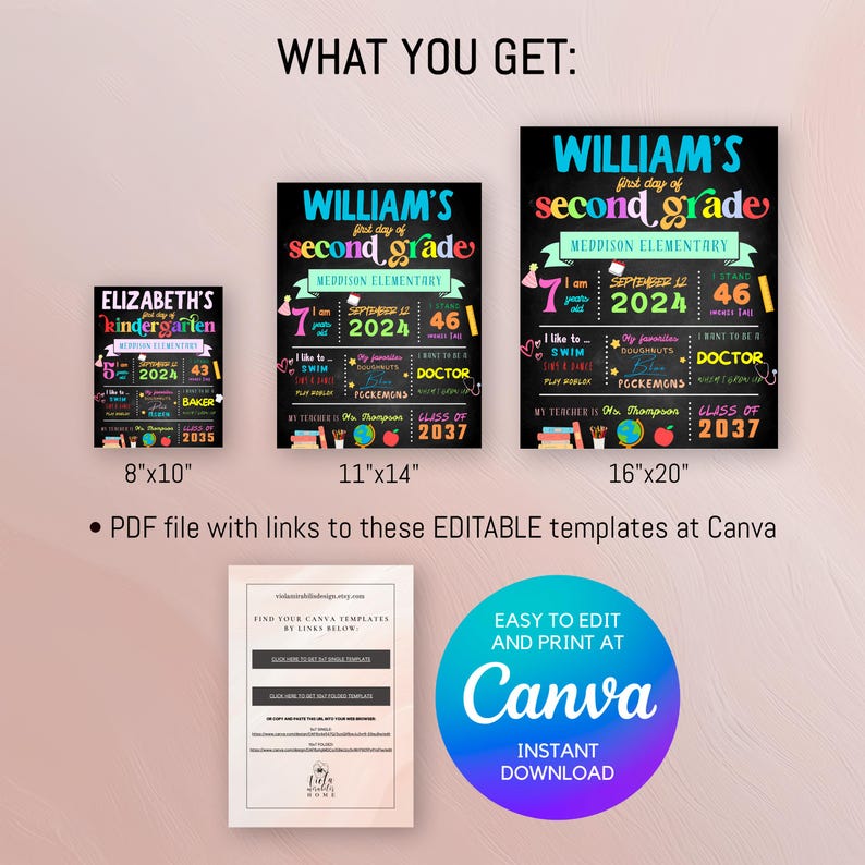 Editable Chalkboard Back to School Sign, Photo Prop (canva Template) - Etsy