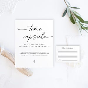 Time Capsule Sign and Cards Template, 100% Editable Text, First ...