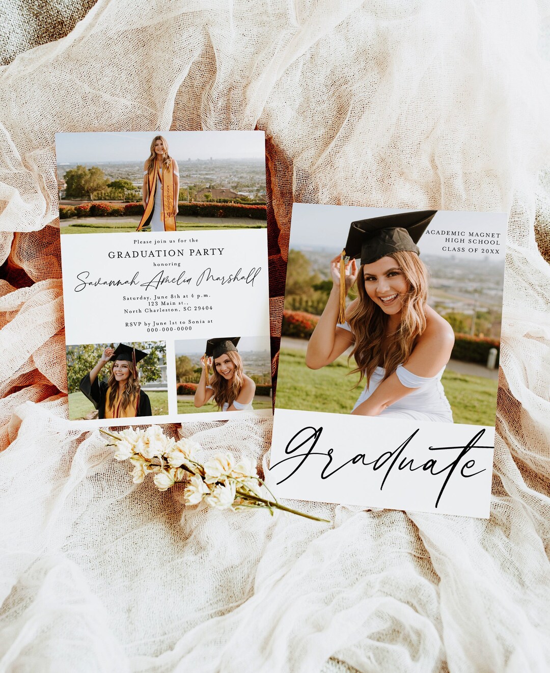 Graduation Invitation Template, Grad Brunch Invitation for Boy or Girl ...