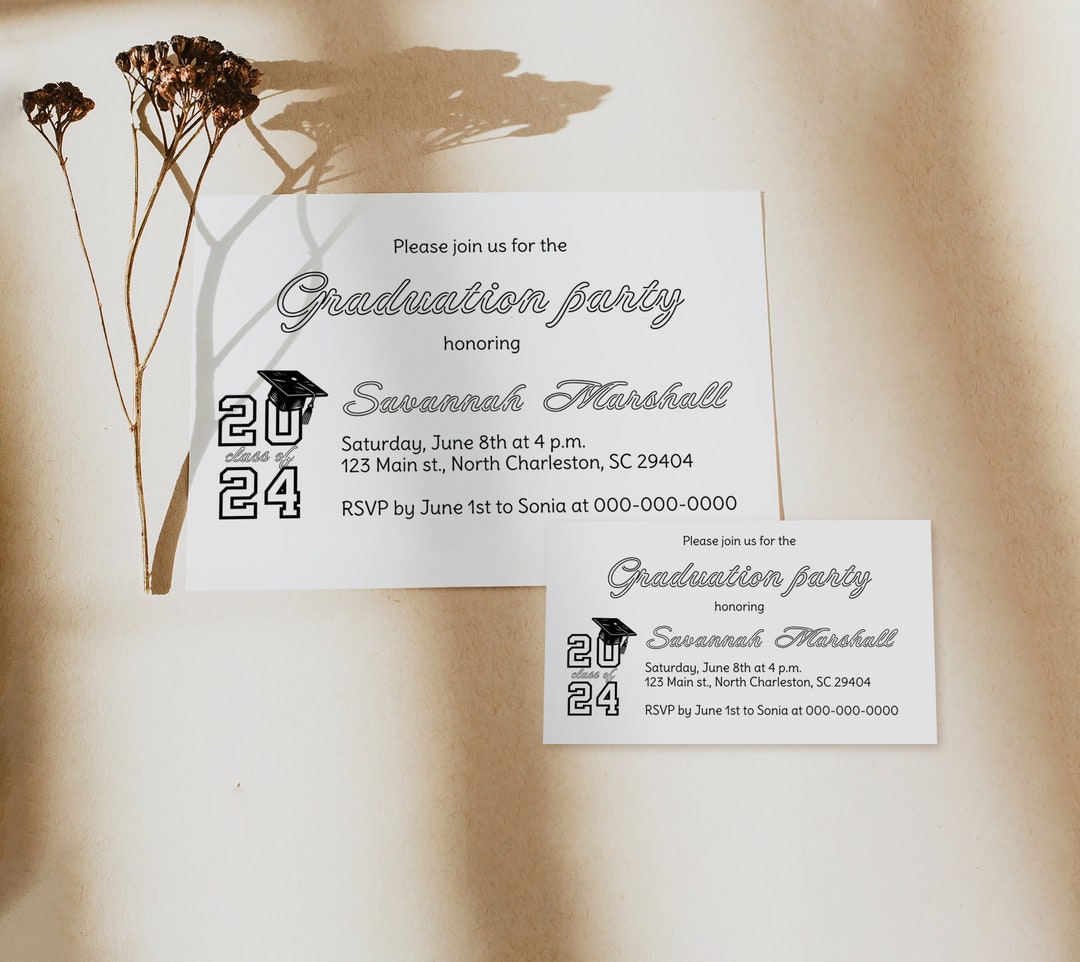Graduation Insert Card Template College Graduation Announcement Custom ...