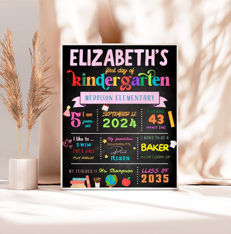 Editable Chalkboard Back to School Sign, Photo Prop (canva Template) - Etsy