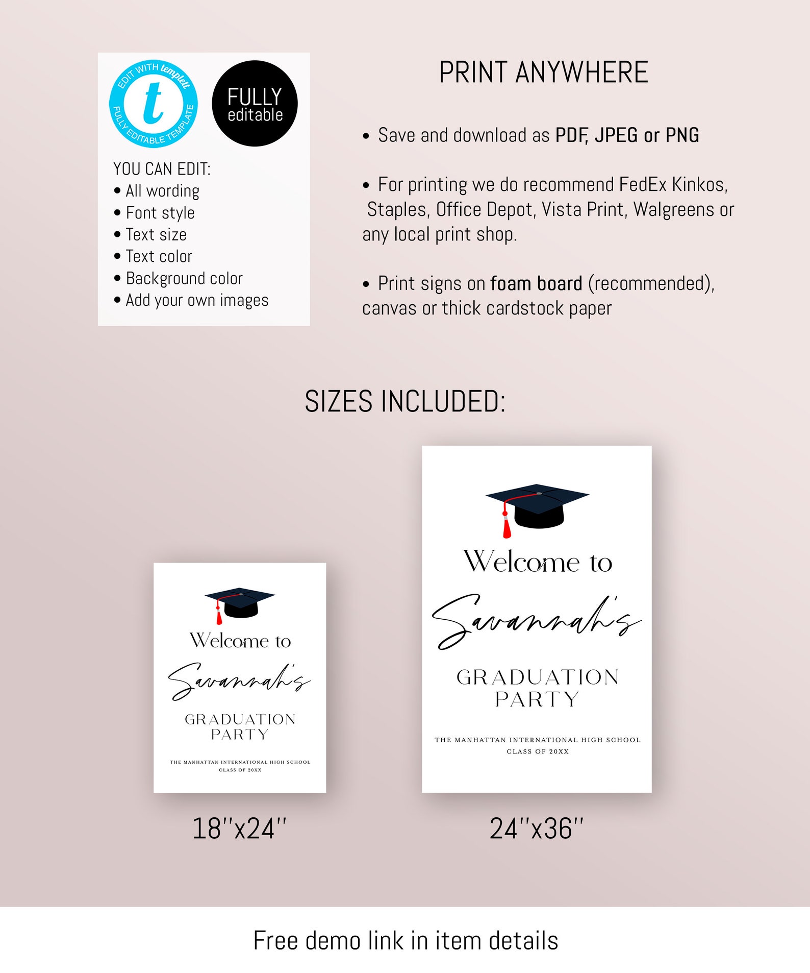 Custom Graduation Welcome Sign Template (digital Download) - Etsy