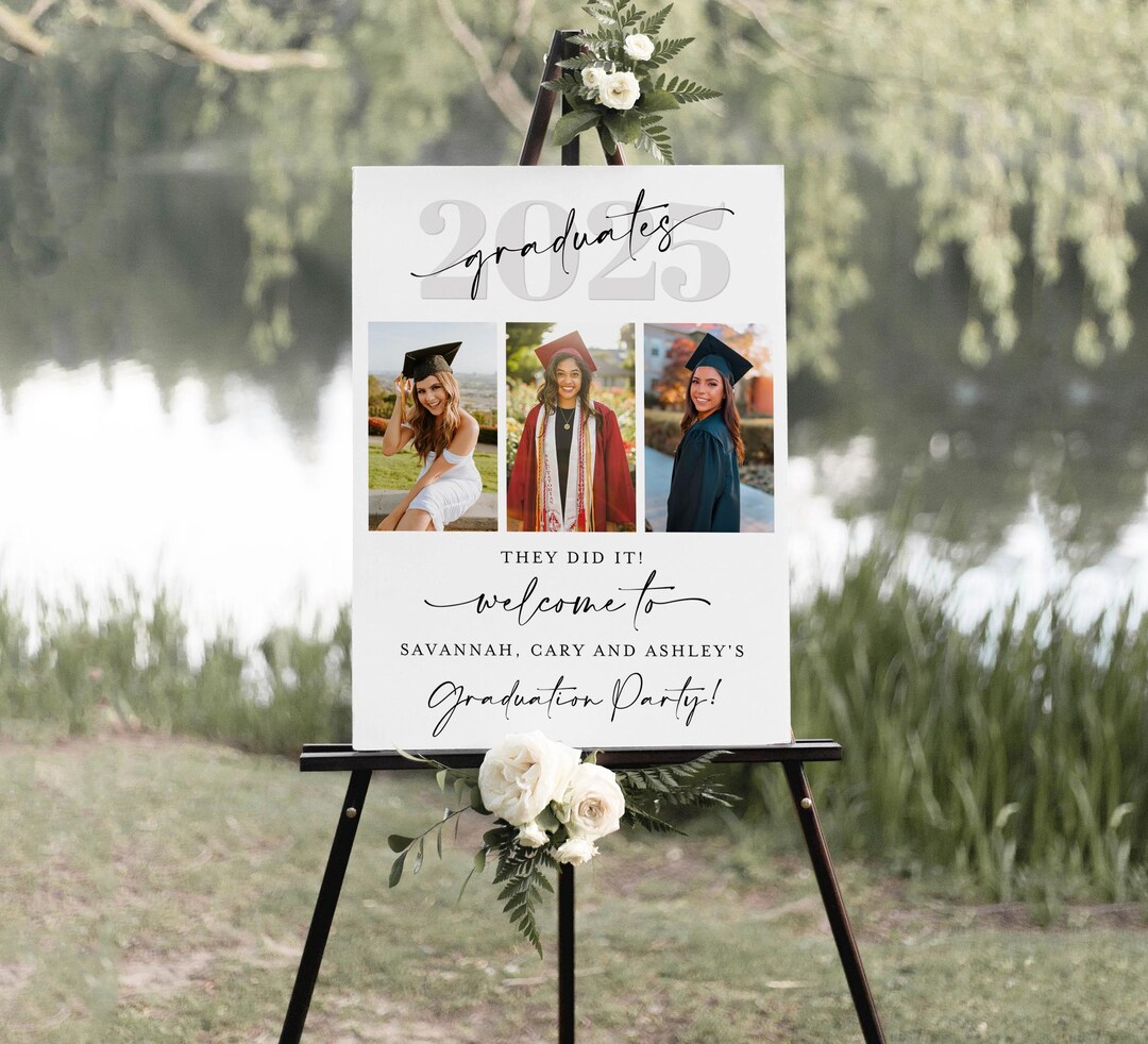 Triple Graduation Welcome Sign Template: Photo Collage (digital ...