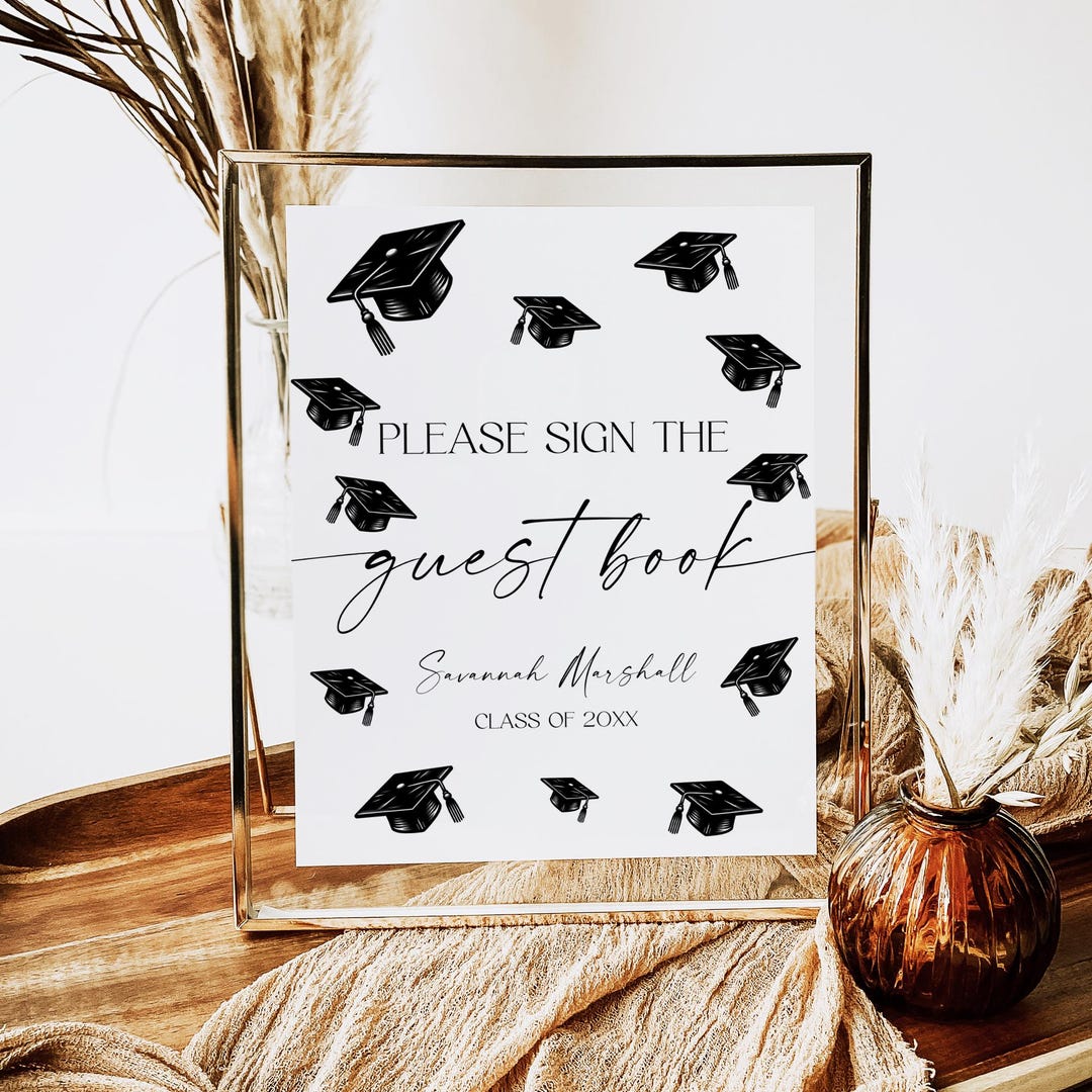 Please Sign the Guest Book Graduation Sign, Editable Printable ...