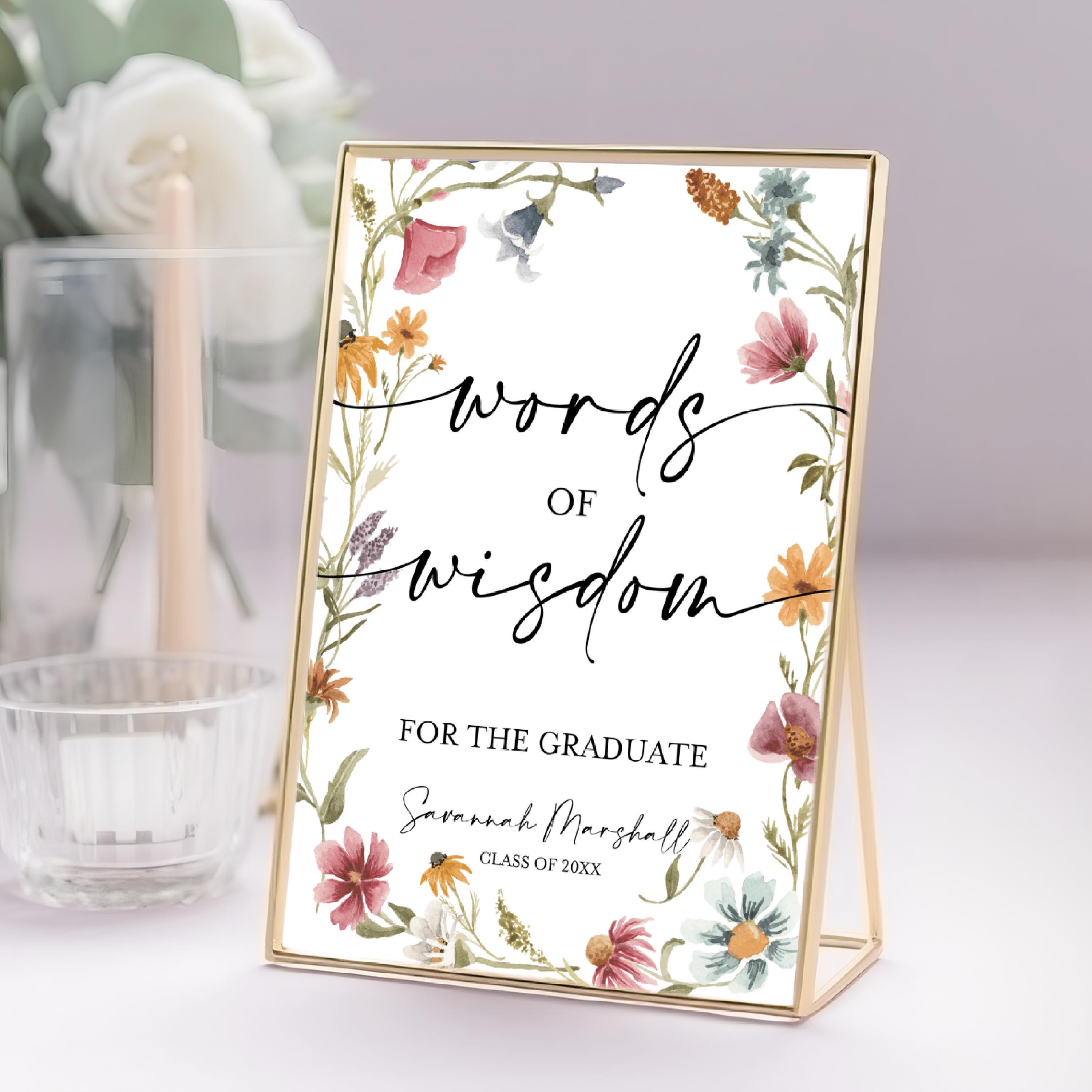 Wildflower Graduation Advice Sign, Editable Keepsake (digital Download ...