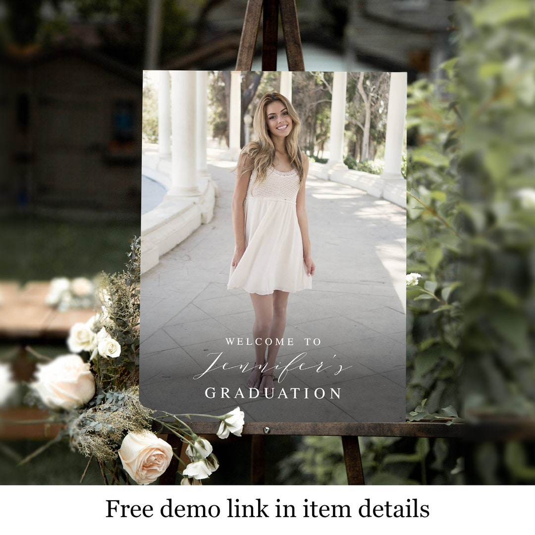 Welcome Sign Template, Photo Graduation Poster, Printable Board ...