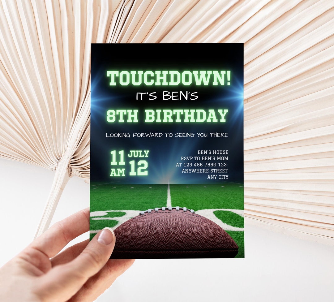 Touchdown Football Birthday Invitation, Game Time Party Invite ...