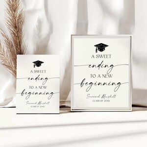 Graduation Party Candy Bar Sign Template, A Sweet Ending to A New ...