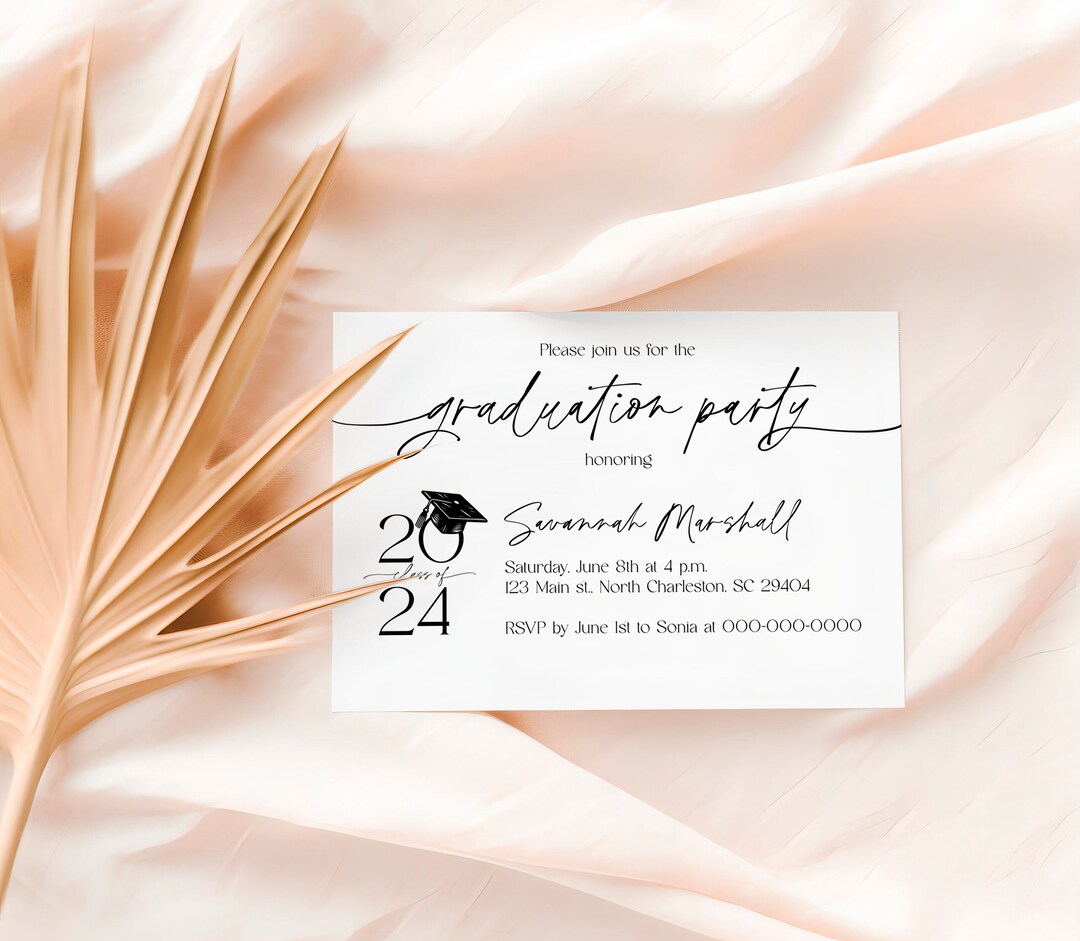 Graduation Party Details Card, Graduation Insert Card Template, Custom ...