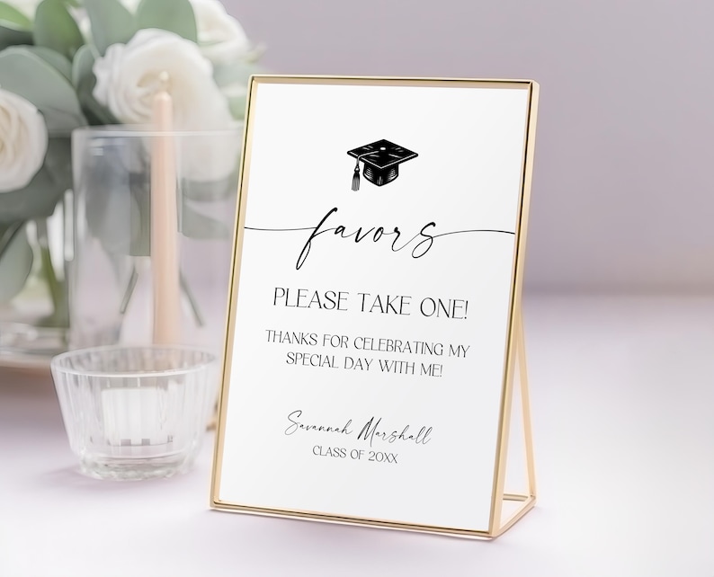 Editable Graduation Favors Sign, Minimalist Canva Template (digital ...