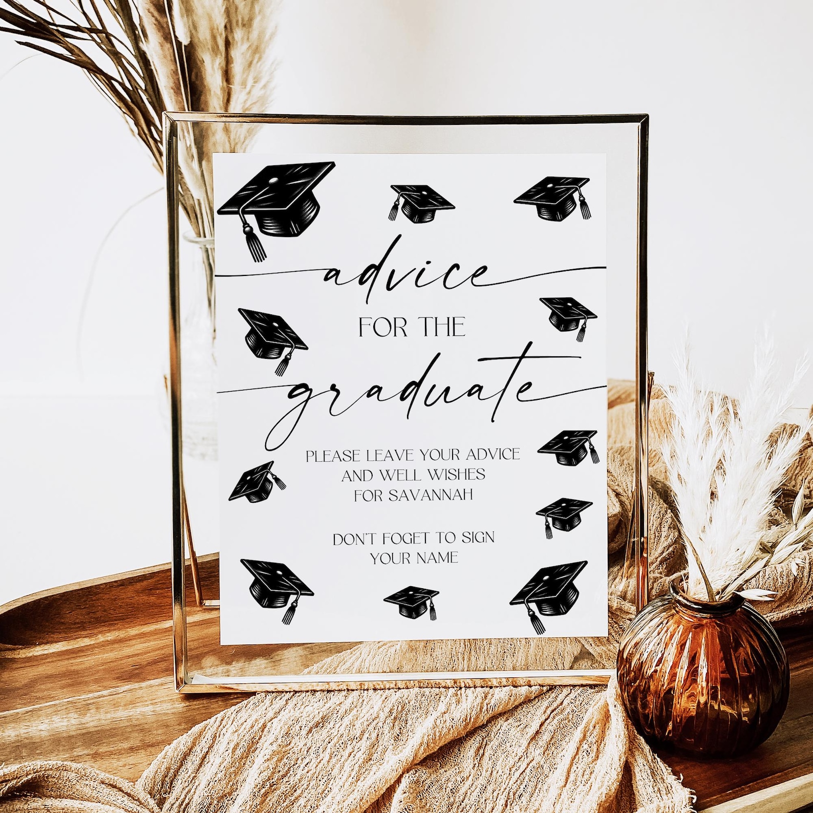 Editable Graduation Advice and Wishes Template, Printable Sign and Card ...