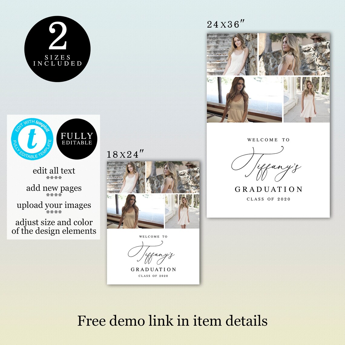 Welcome Sign Template, Photo Collage Graduation Poster, Printable Board ...