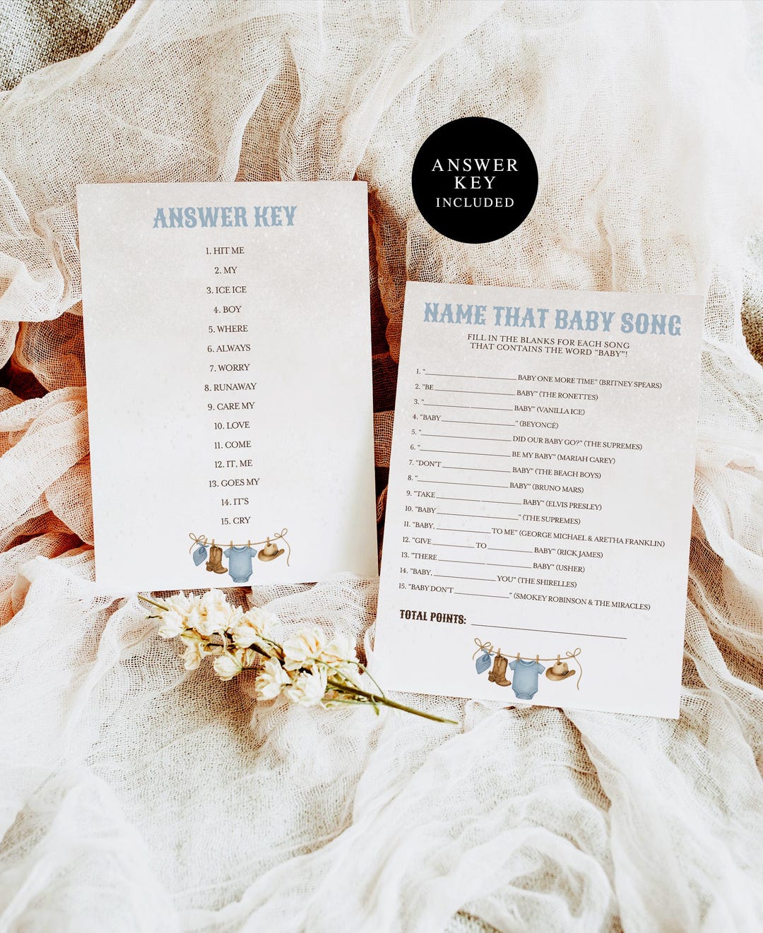 Name That Baby Song Game: Baby Shower Trivia (PDF Downloadable ...