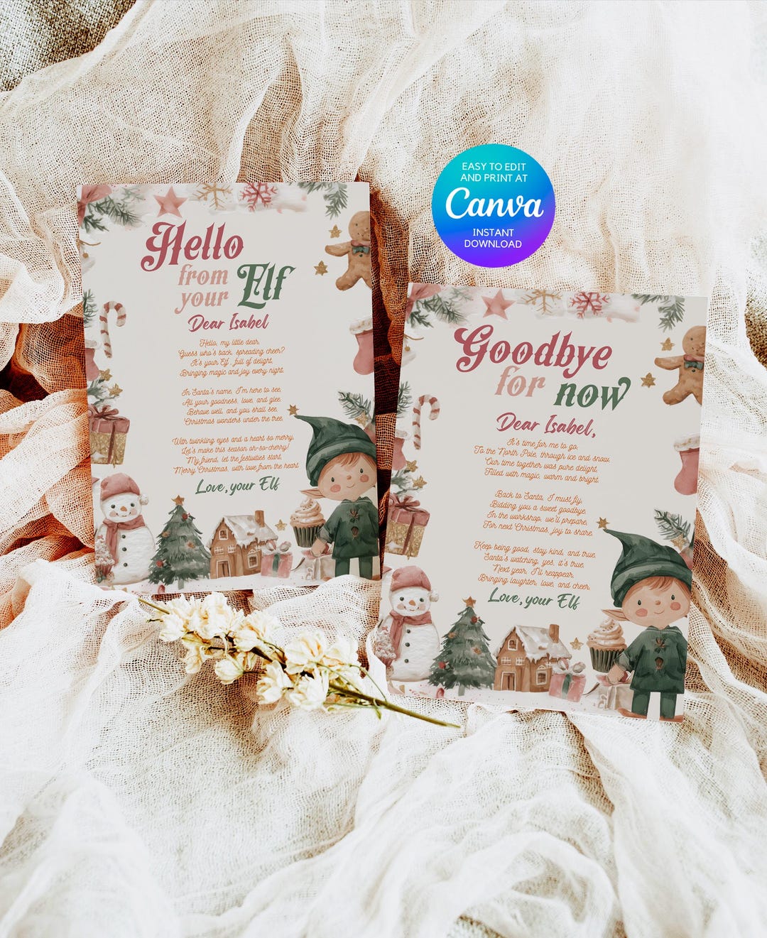 Elf Arrival and Goodbye Letter Printable, Editable Elf Welcome Farewell ...