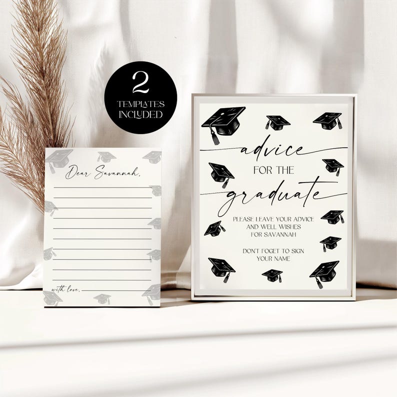 Editable Graduation Advice and Wishes Template, Printable Sign and Card ...