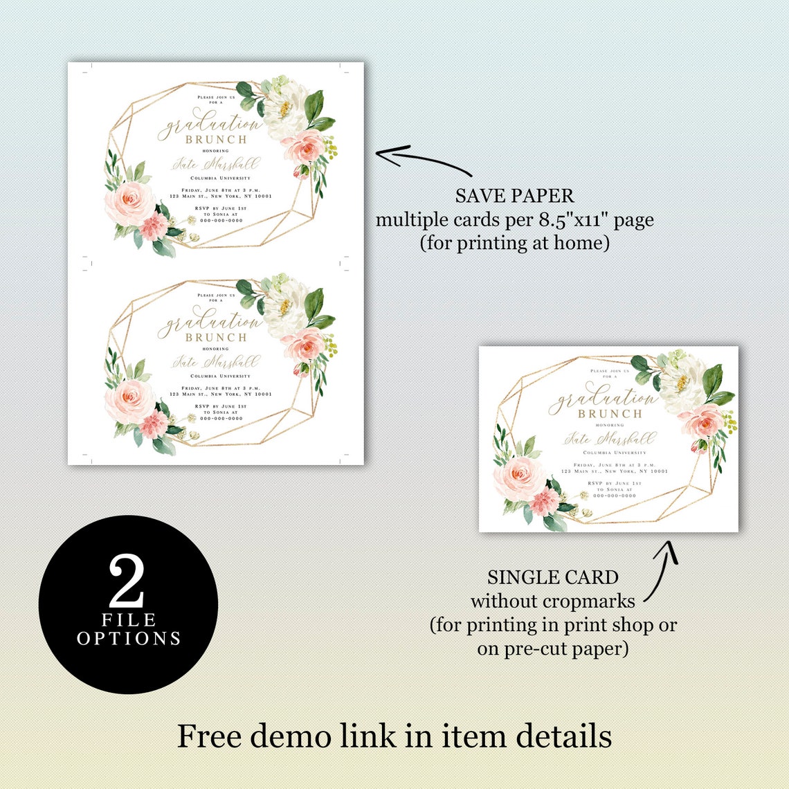 Instant Download Graduation Invite Template Grad Brunch High - Etsy