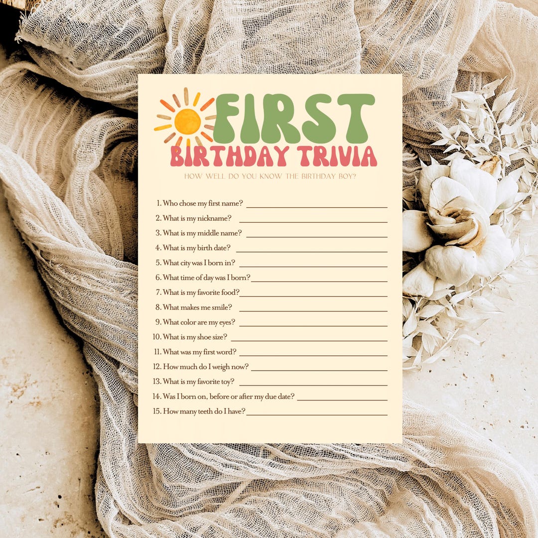 First Birthday Game Printable, Who Knows the One Year Old Best, Fun 1st ...