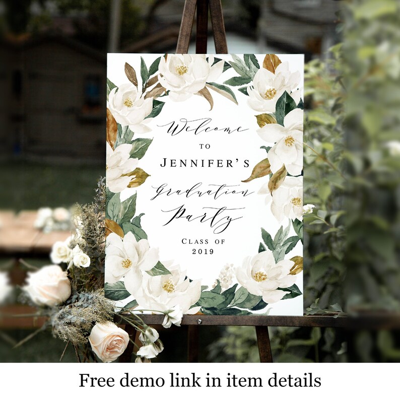 Magnolia Graduation Welcome Sign Template Downloadable - Etsy