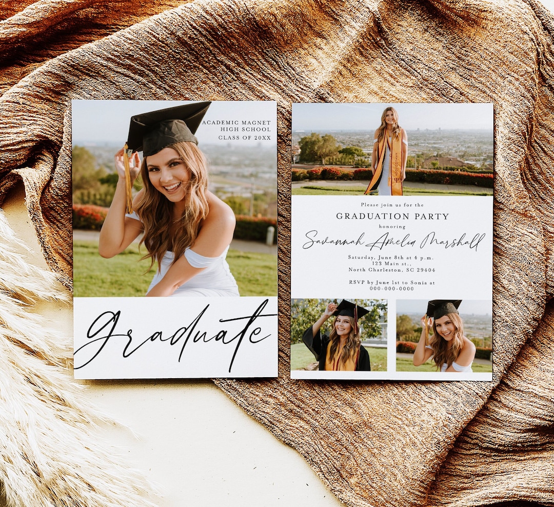 Graduation Invitation Template, Grad Brunch Invitation for Boy or Girl ...