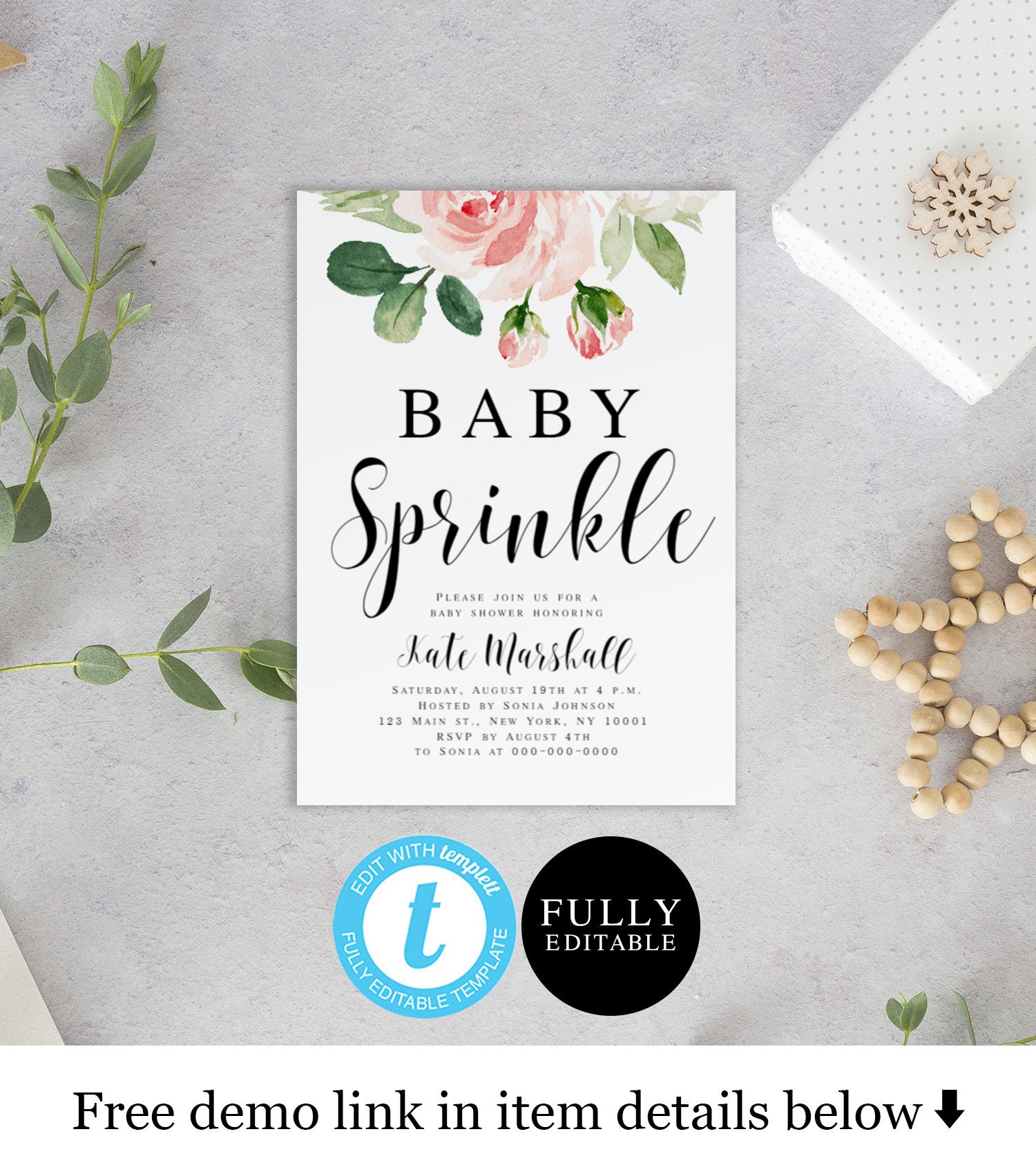 Baby sprinkle invitation Instant download template Fully | Etsy