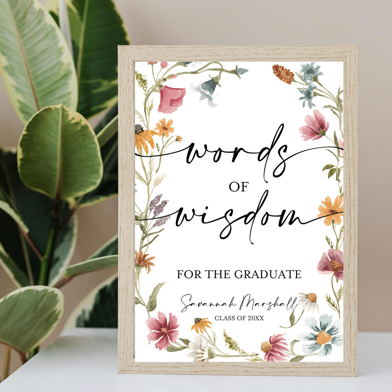 Wildflower Graduation Advice Sign, Editable Keepsake (digital Download ...