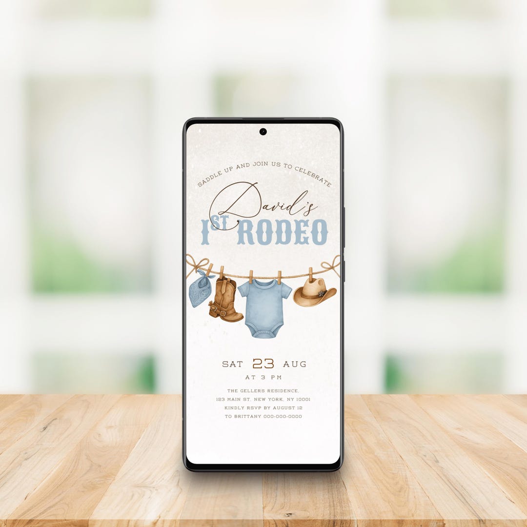 My First Rodeo Cowboy Birthday Invitation, Editable Mobile 1st Rodeo ...