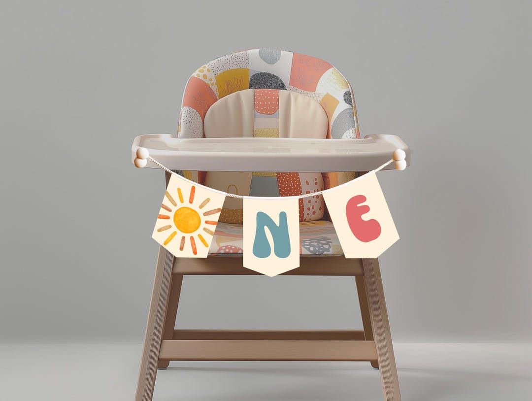 Retro One Happy Dude High Chair Banner: 1st Birthday Decor (canva ...