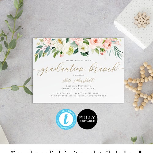 Printable Invitation Fully Editable Invite Template Graduation - Etsy
