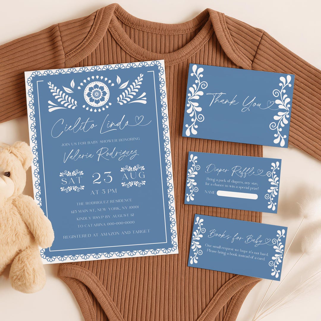 Cielito Lindo Baby Shower Invitation Set: Talavera Design (digital ...