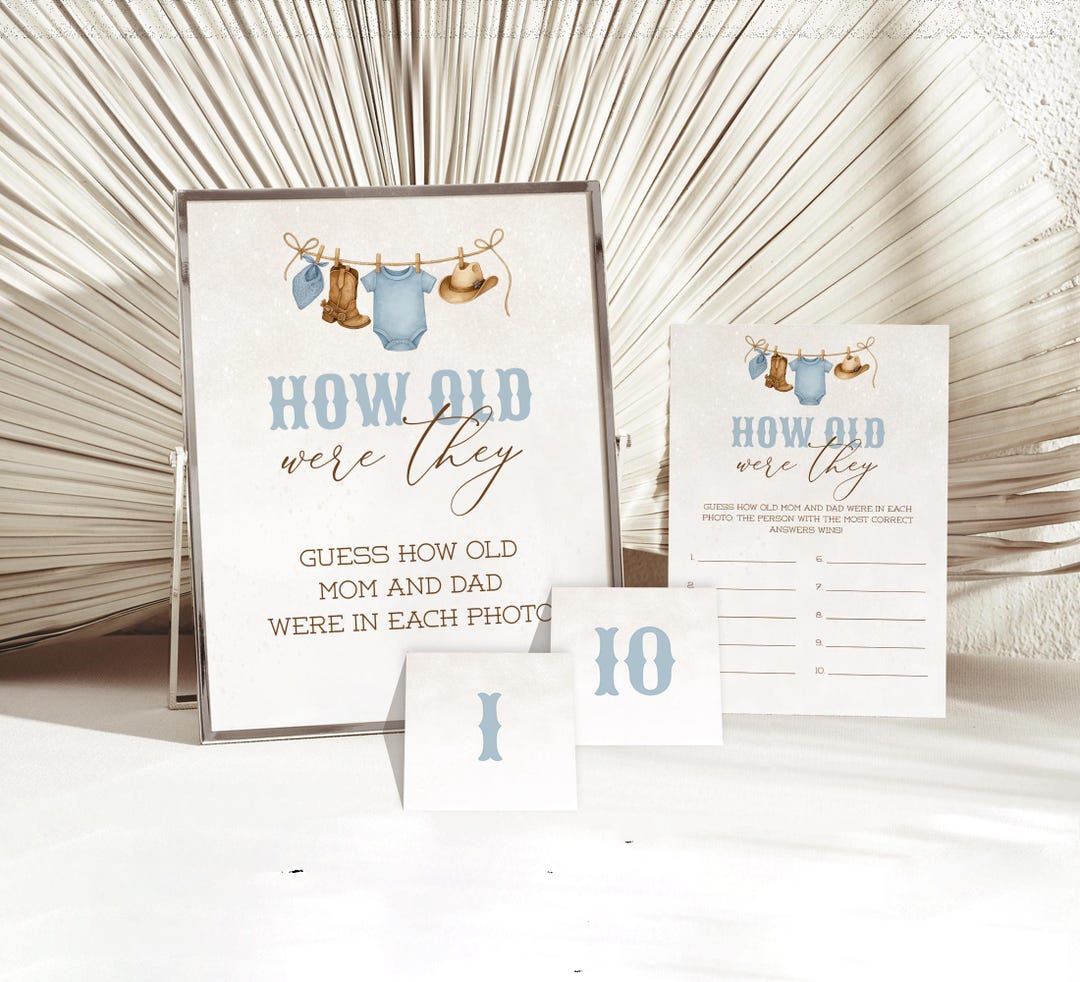Little Cowboy Baby Shower Game: Guess the Age (printable Editable ...