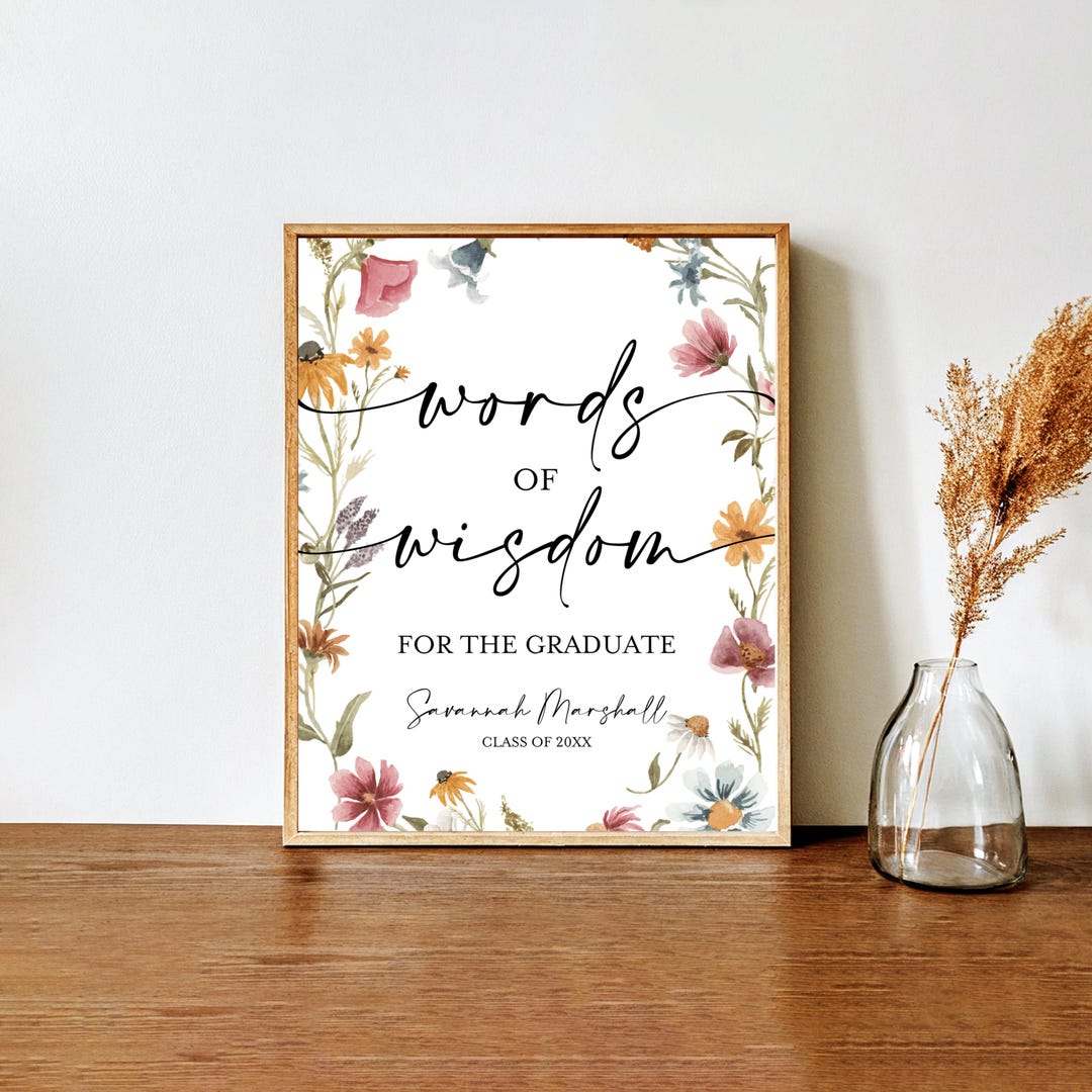 Wildflower Graduation Advice Sign, Editable Keepsake (digital Download ...