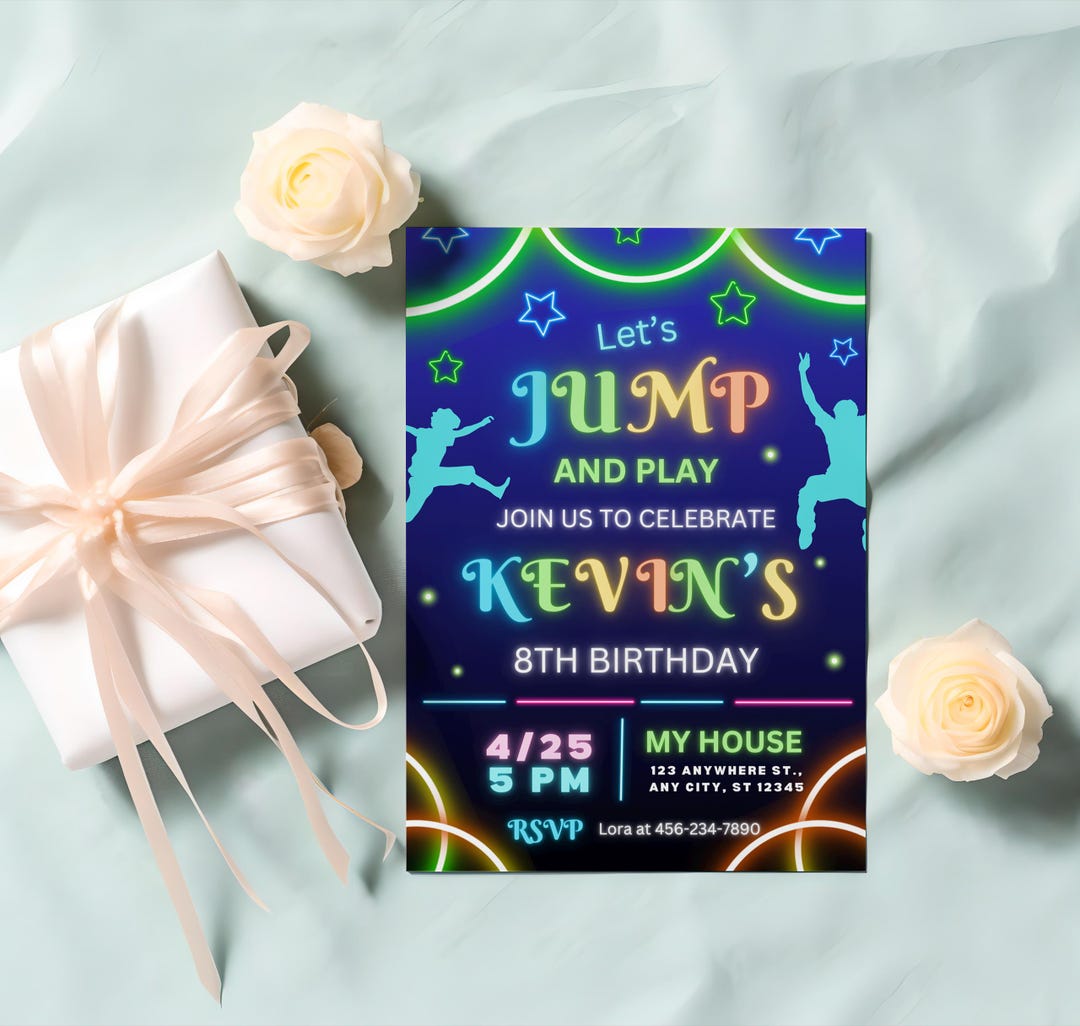Jump Birthday Invitation, Jump Invite, Trampoline Party, Bounce House ...