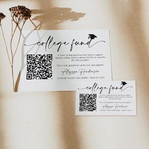 College Fund QR Code Graduation Insert, Invitation Enclosure, Editable ...