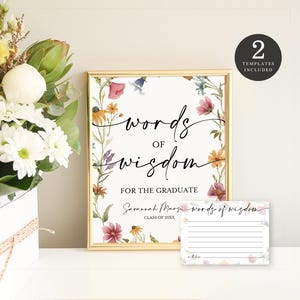 Wildflower Graduation Advice Sign, Editable Keepsake (digital Download ...