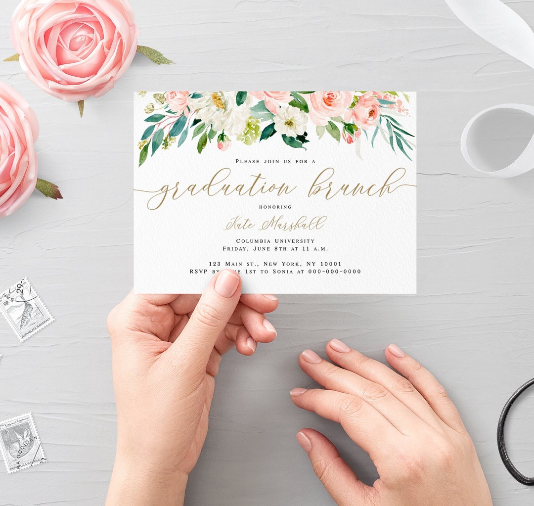 Printable Invitation Fully Editable Invite Template Graduation Brunch ...
